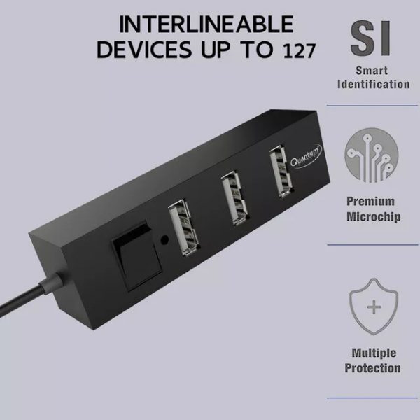 Quantum USB Hub QHM6660 for PC / Laptop Color White /Black | SemiSpare