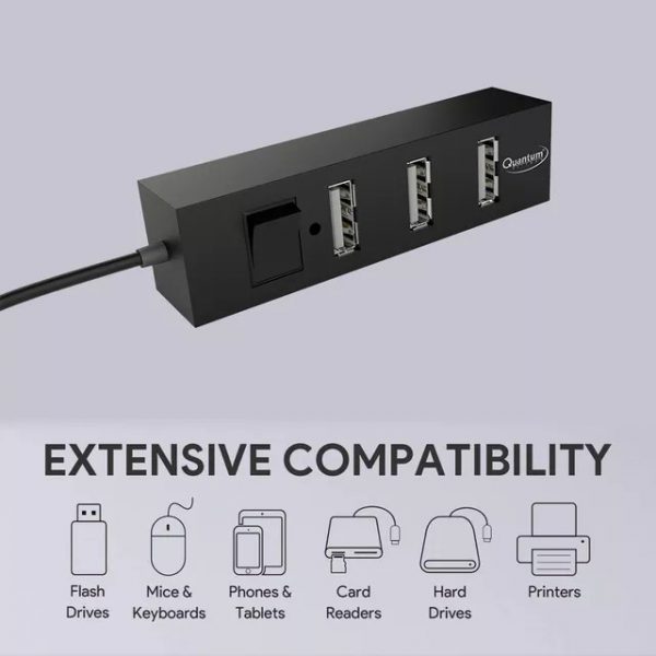 Quantum USB Hub QHM6660 for PC / Laptop Color White /Black | SemiSpare